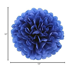 IGUO 30pcs Tissue Pom Poms Party Supplies,Yellow Navy Blue White Silver Birthday Party Decorations Paper Tassel Garland for Bridal Shower Wedding School Ceremony Graduation Theme Party Supplie