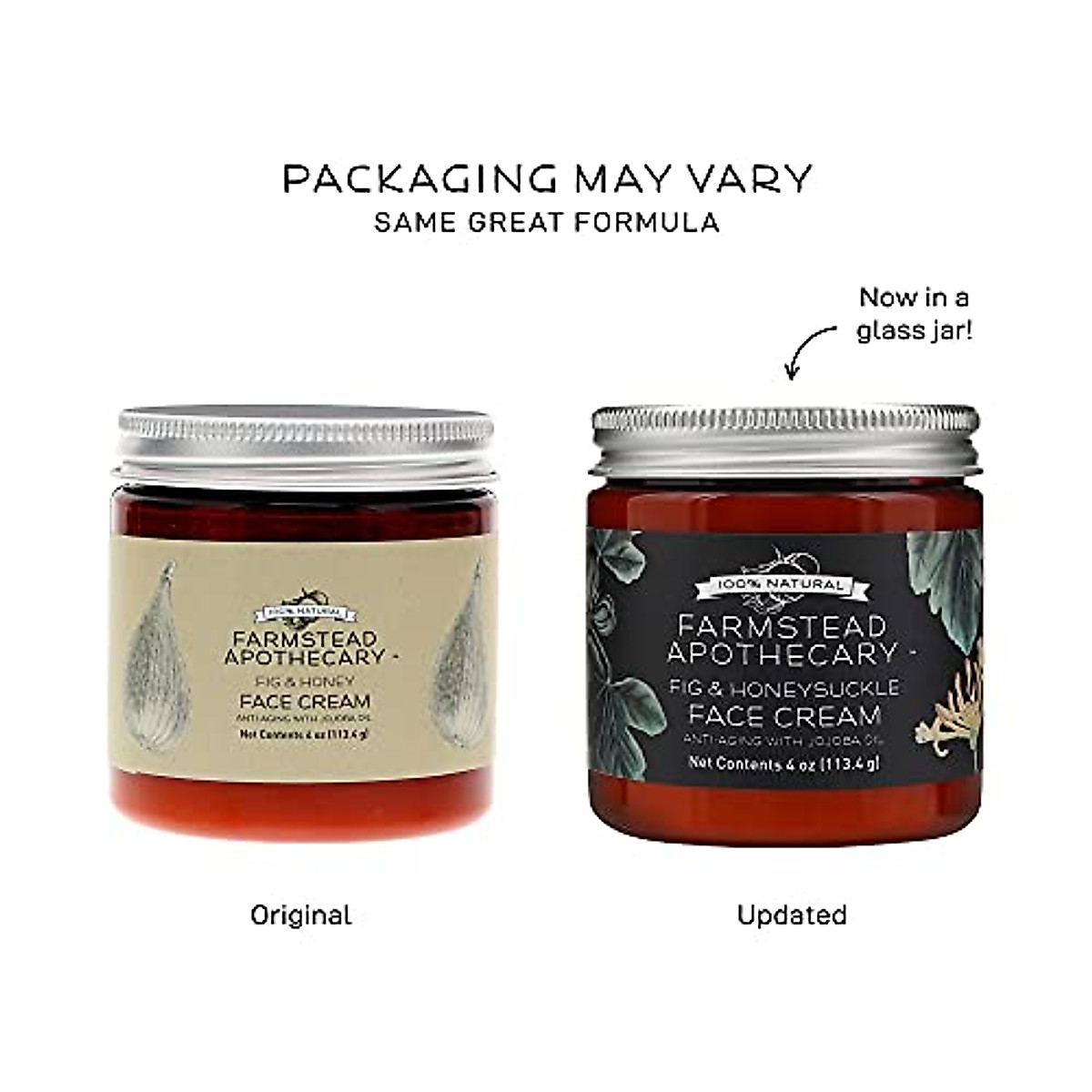 Farmstead Apothecary 100% Natural Anti-Aging Face Cream with Jojoba Oil, 4 oz (Fig & Honeysuckle)