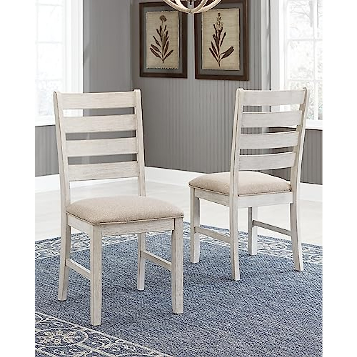 Signature Design by Ashley Skempton Modern Farmhouse Dining Room Chair, 2 Count, Whitewash
