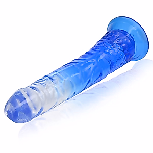 Realistic Jelly Dildo, G-spot Dildo with Strong Suction Cup for Hands-Free Play, Flexible Lifelike Penis Female Clit Vaginal Masturbation Toy with Realistic Head and Veins Shaft