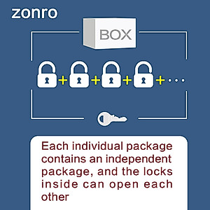 ZonRo Locks Laminated Steel Keyed Padlocks Keyed Alike Locks, Long Shackle Padlocks, for Hasp Latch, Sheds, Fences, Storage Locker, School, Gym，Pack of 6
