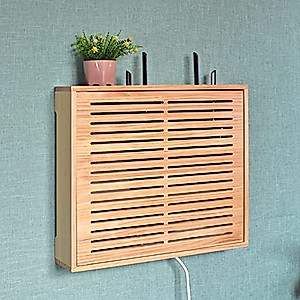 VAYONAA Router Storage Box Wooden Wall-Mounted Modem Hidden Box Finishing Rack hub Multimedia Information weak Current Box Shielding Box Decorative Cover Wall Shelf (Size : Diameter 49.5cm)