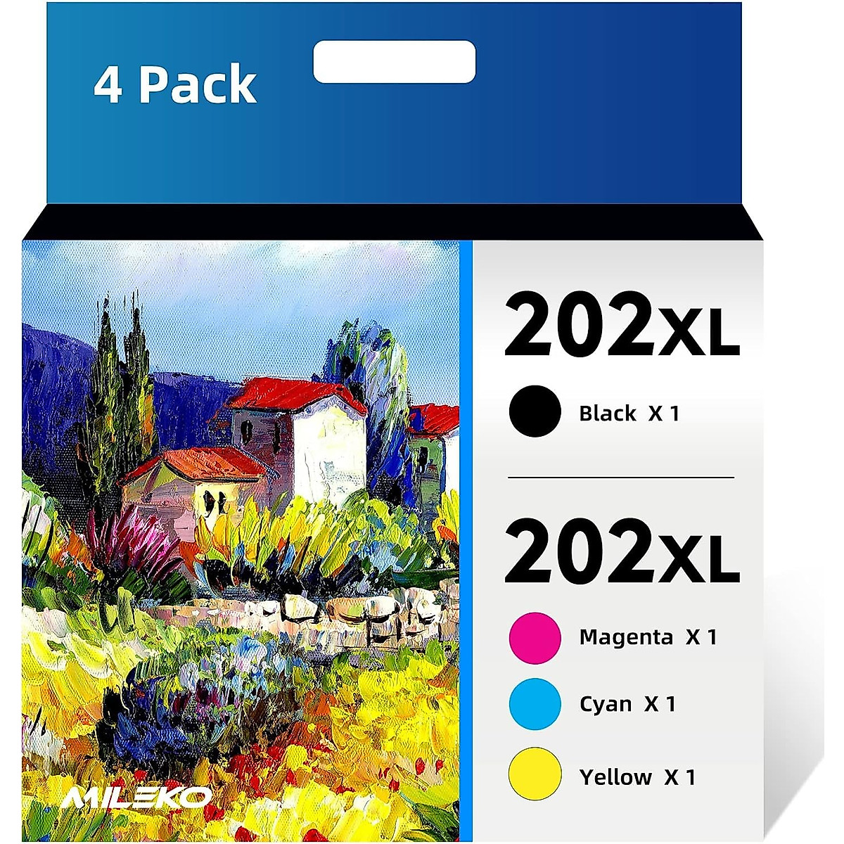 202XL Ink Cartridges Remanufactured Replacement for Epson 202 XL 202XL Ink Cartridges T202 XL Ink Cartridges for Epson Printer Workforce WF-2860 Home XP-5100 All-in-One Inkjet (4 Pack, BCMY)