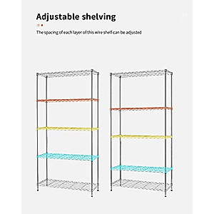 FDW 14''Dx36''Wx72''H 5-Shelf Wire Shelving Large Storage Shelves Adjustable Metal Shelves Heavy Duty Height Commercial Grade Steel Layer Shelves 1250 LBS Capacity,Chrome