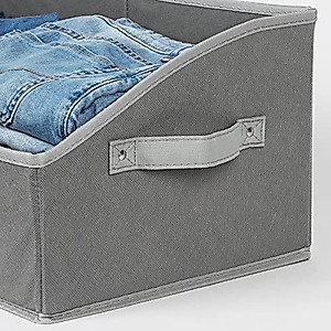 Kntiwiwo Closet Storage Bins Trapezoid Storage Basket, Fabric Storage Bins for closet shelves, Foldable Closet Organizers and Storage Baskets Box with Handles for Bedroom Office,Gray, 4-Pack
