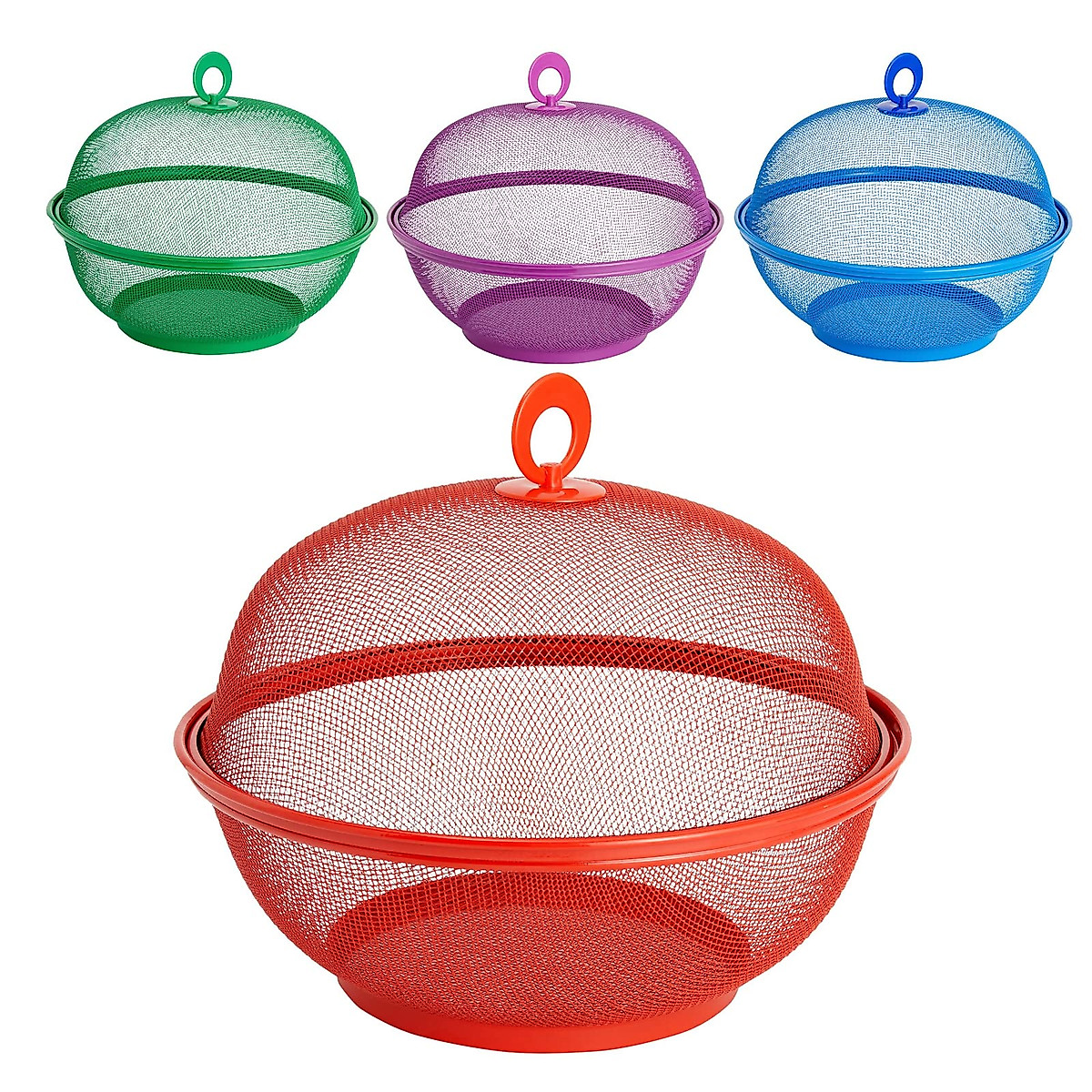 Juvale Mesh Wire Fruit Basket with Lid for Vegetables, Fruits, Gifts, House Warming, Home, Restaurants, 4 Colors