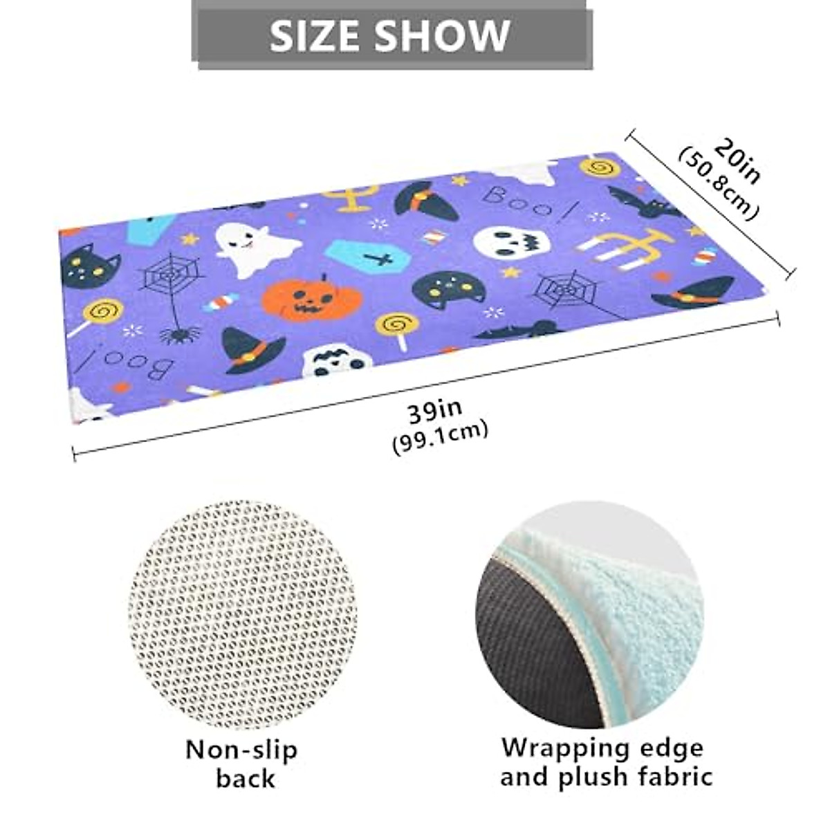 Fluffy Floor Carpet-Halloween Skeleton Cartoon 39x20in Front Door Mat Indoor Machine Washable Carpet,Aesthetic Rug