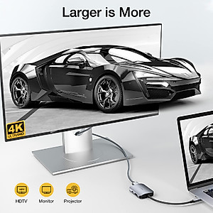 USB C Hub Adapter, USB C HDMI Mini Dongle, 6 in 1 USB C Hub Multiport Adapter with 4K HDMI, 100W PD, USB 3.0, SD/TF Card Reader, 3.5mm Audio for MacBook Pro/Air, iPad, Dell XPS & Other Type-C Devices