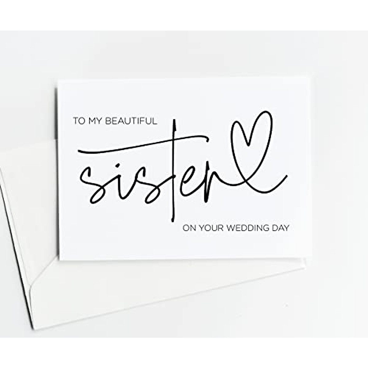 To My Sister on Your Wedding Day Card, Gift for Bride from Brother and Sister, 1 x Card and Matching Envelope
