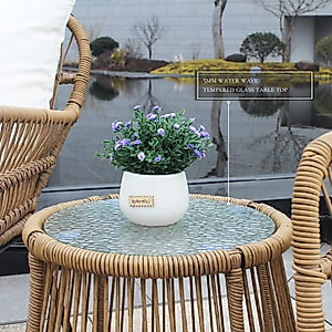 Backrest Wicker Chair Handmade Rattan Chair Outdoor Wicker Chair Set with Metal Feet, Pillows, Seat Cushions and Round Tempered Glass Table for Patio,Balcony,Backyard, Natural Color