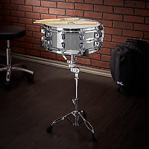 Ashthorpe Snare Drum Set with Remo Head (Silver) - Student Beginner Kit with Stand, Padded Gig Bag, Practice Pad, Neck Strap, and Sticks