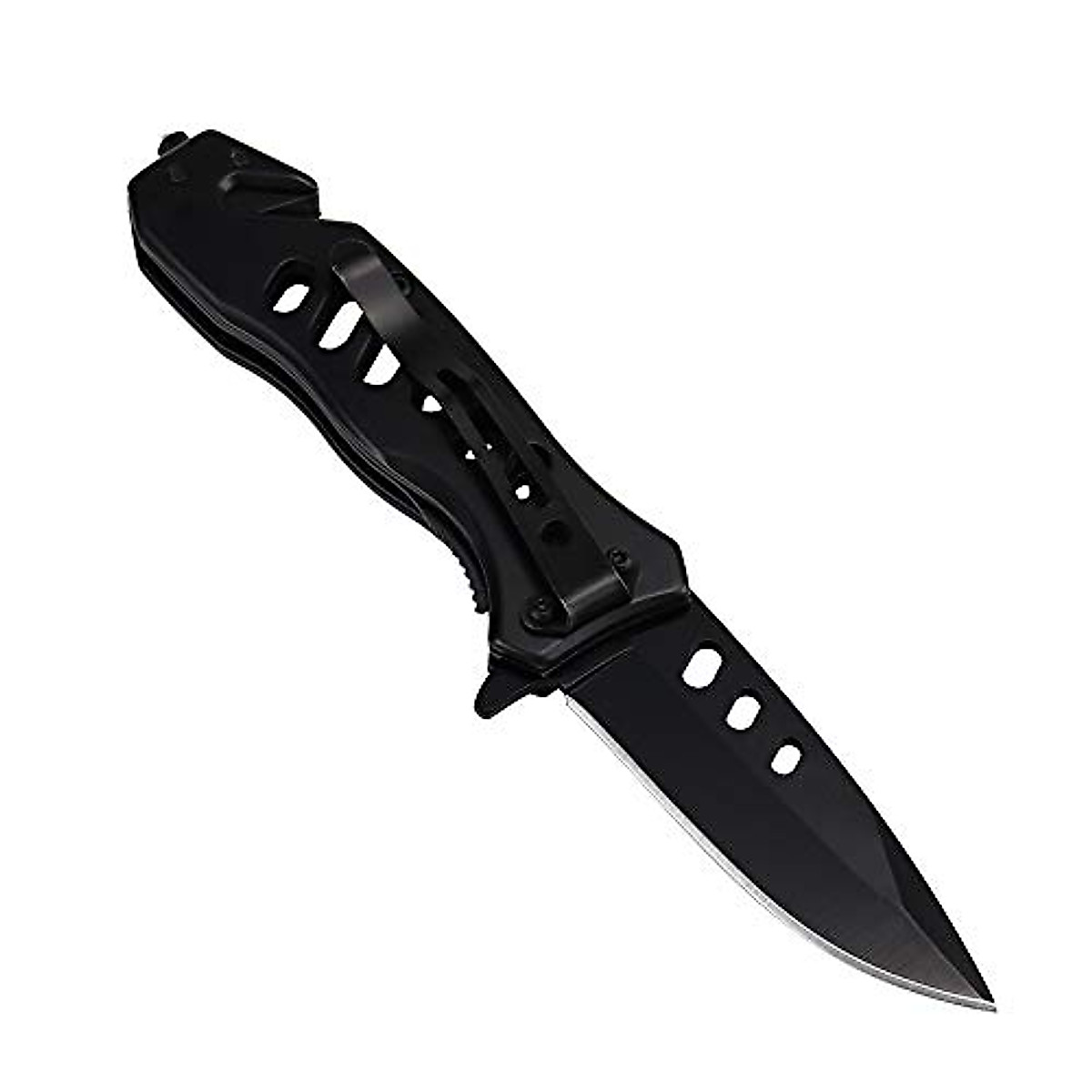 ALBATROSS FK003-H EDC Multifunction Folding Pocket Knife,Spring Assisted Opening Knives with Liner Lock,Pocket clip,Glass Harmer,Seatbelt Cutter, 9-holes