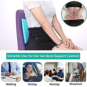 Gel Lumbar Support Pillow for Office Chair Back Support Pillow for Car, Wheelchair, Gaming Chair, Recliner - Gel Back Cushion for Back Pain Relief Improve Posture - Mesh Cover Double Adjustable Straps