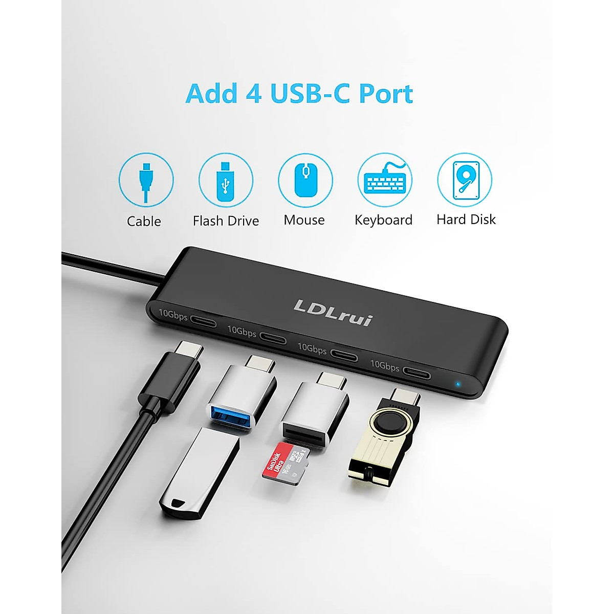 Pink USB C 3.2 Hub [Data Transfer Only],USB C to USB C Hub 10Gbps Data Transfer,4-Port USB C Exrender for MacBook Air/Pro,Mac Mini,iMac,Dell XPS,iPhone 15 Pro/Pro Max