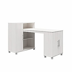 SystemBuild Evolution Camberly Hobby & Craft Desk w/Storage Cabinet in Ivory Oak
