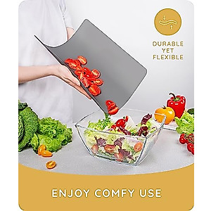 Extra Thin Flexible Cutting Boards for Kitchen - Cutting Mats for Cooking, Colored Cutting Mat Set with Easy-Grip Handles | Non Slip Cutting Sheets, Flexible Plastic Cutting Board Set of 3 (15"x12")