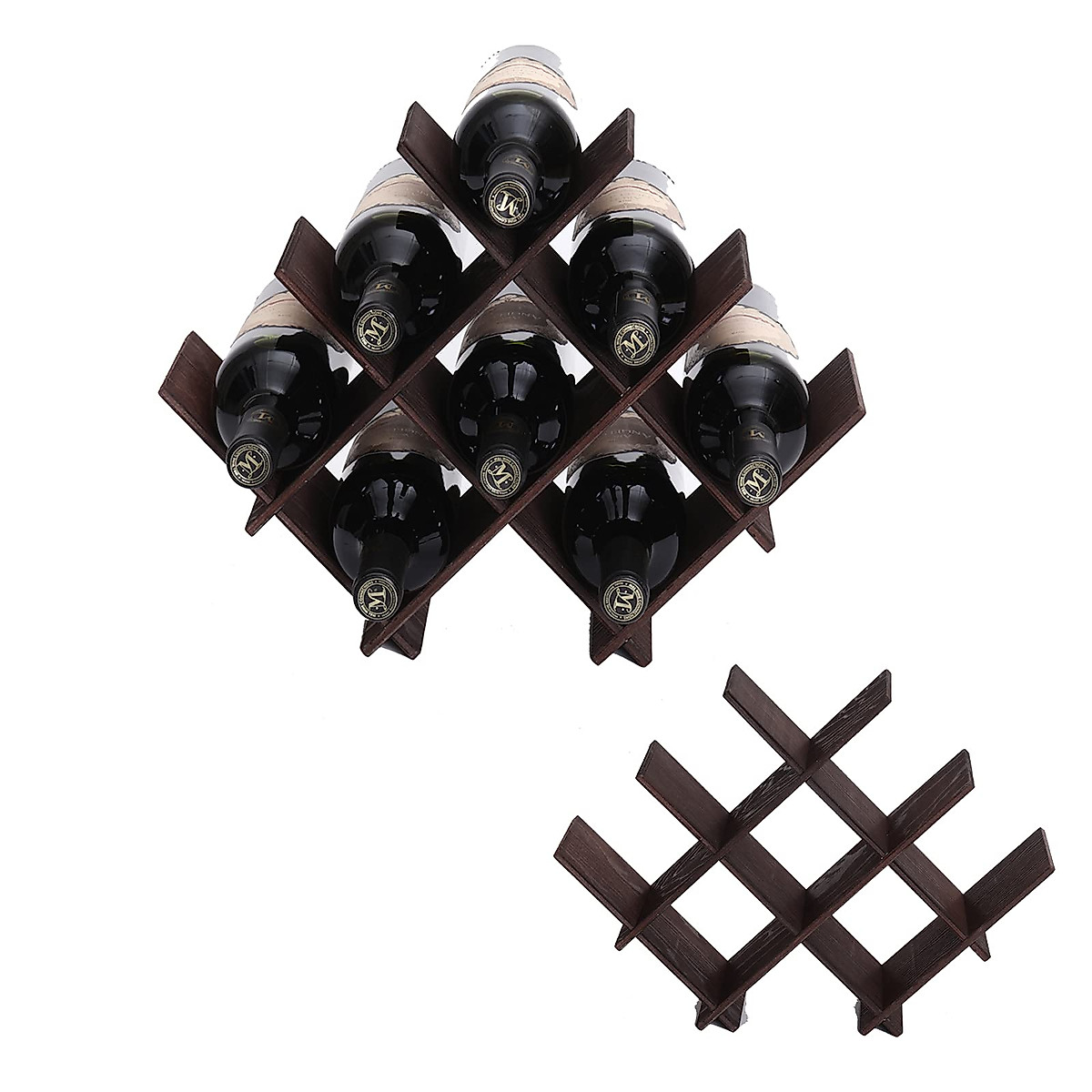 Fdjamy Wooden Eight-Bottle Butterfly Wine Rack, Small countertop Wine Rack, Minimal Assembly, Stylish and Chic Appearance (Coffee Color)
