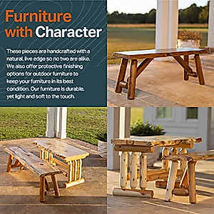 SRL Rustic Logwerks Indoor Bench — Pine & Cedar Wood Bench — Front Porch Decor — Live Edge Small Bench for Entryway, Garden & More — Handcrafted Wooden Bench — Rustic Furniture (48”, Unfinished)