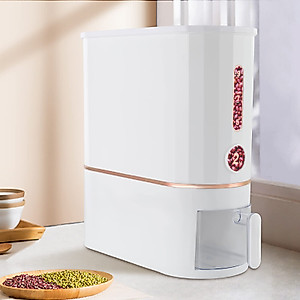 LOYALHEARTDY 22 Lbs Rice Dispenser with Airtight Locking Lid, Large Grain Container Storage with Lid Measuring Cylinder Moisture Proof Household Cereal Dispenser Bucket for Kitchen Soybean Corn