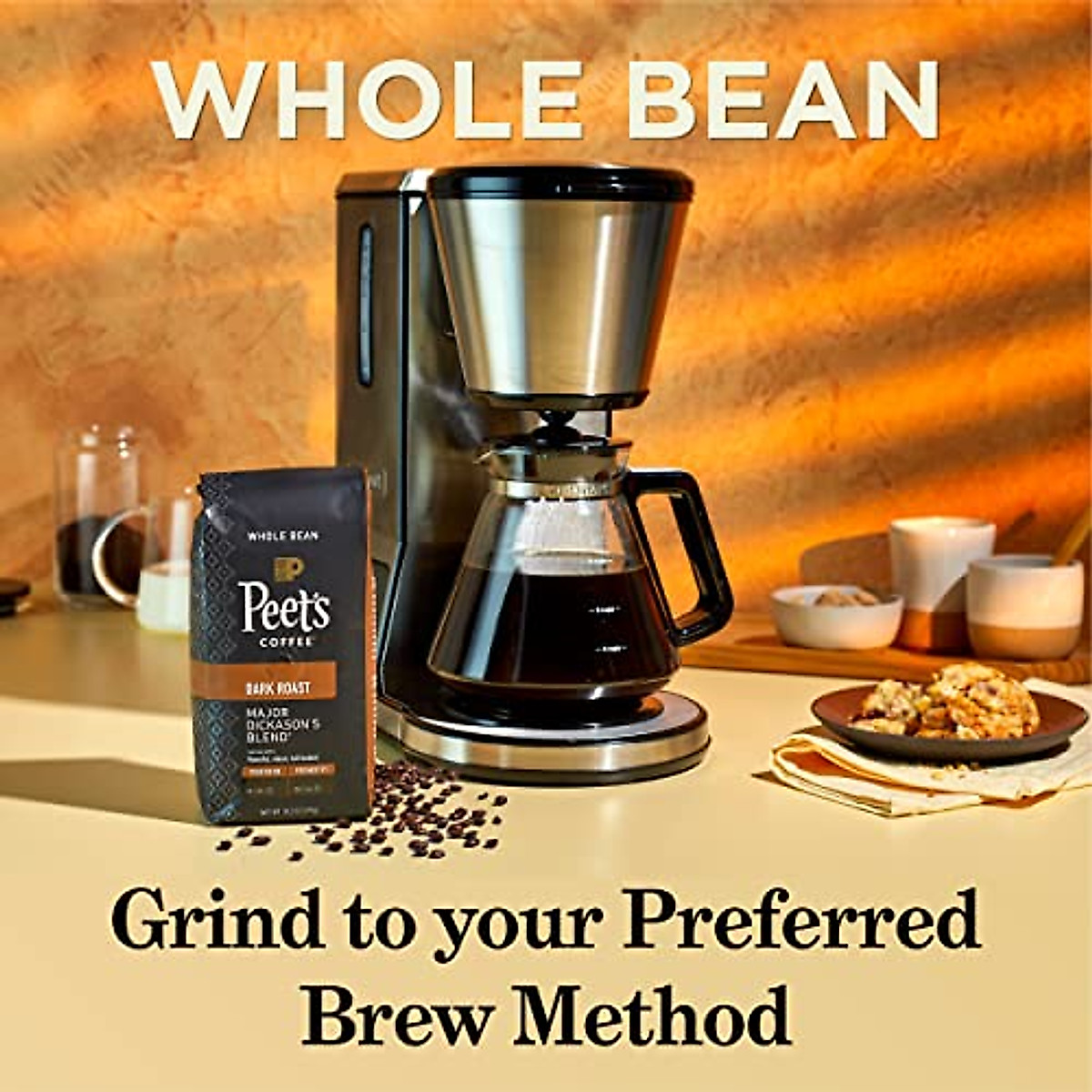 Peet's Coffee, Dark Roast Whole Bean Coffee - Major Dickason's Blend 10.5 Ounce Bag