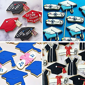 3 Pieces Graduation Cookie Cutters 2024, Stainless Steel Molds Cap, Diploma,Graduation Gown Shapes for High School College Graduation Party