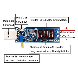 ALAMSCN 2PCS USB Buck Boost Converter Adjustable Step UP Step Down Power Supply Module Voltage Regulator DC-DC 5V to 3.3V 9V 12V 18V 24V