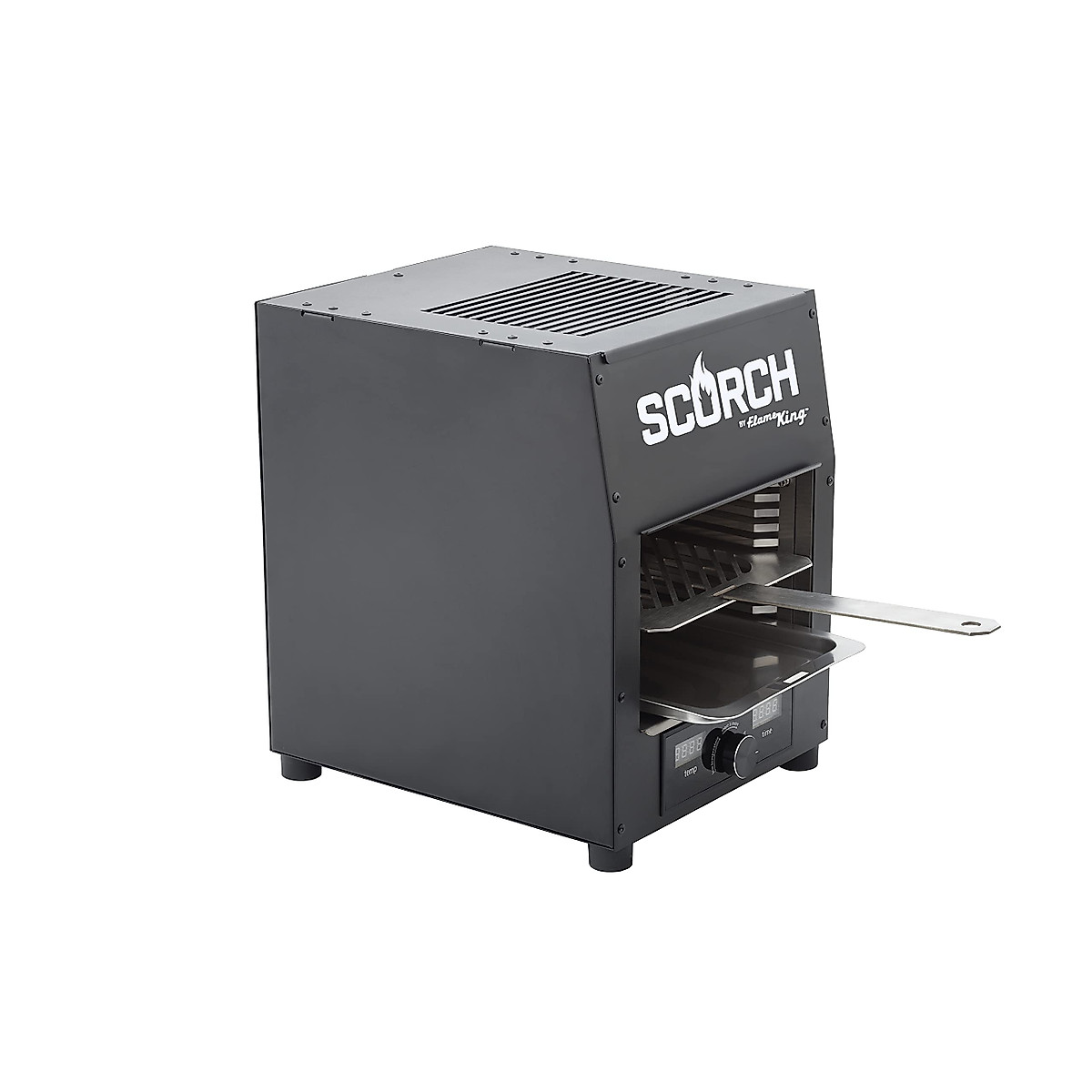 Flame King Scorch Smokeless Infrared Electric Broiler for Indoor Use, Fits on Kitchen Counter, Insulated, Comes with Broiler Tray Black