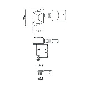 Holmer Guitar String Tuning Pegs Semiclosed Machine Heads Tuners Tuning Keys 3 Left 3 Right for Acoustic Guitar or Electric Guitar Black.