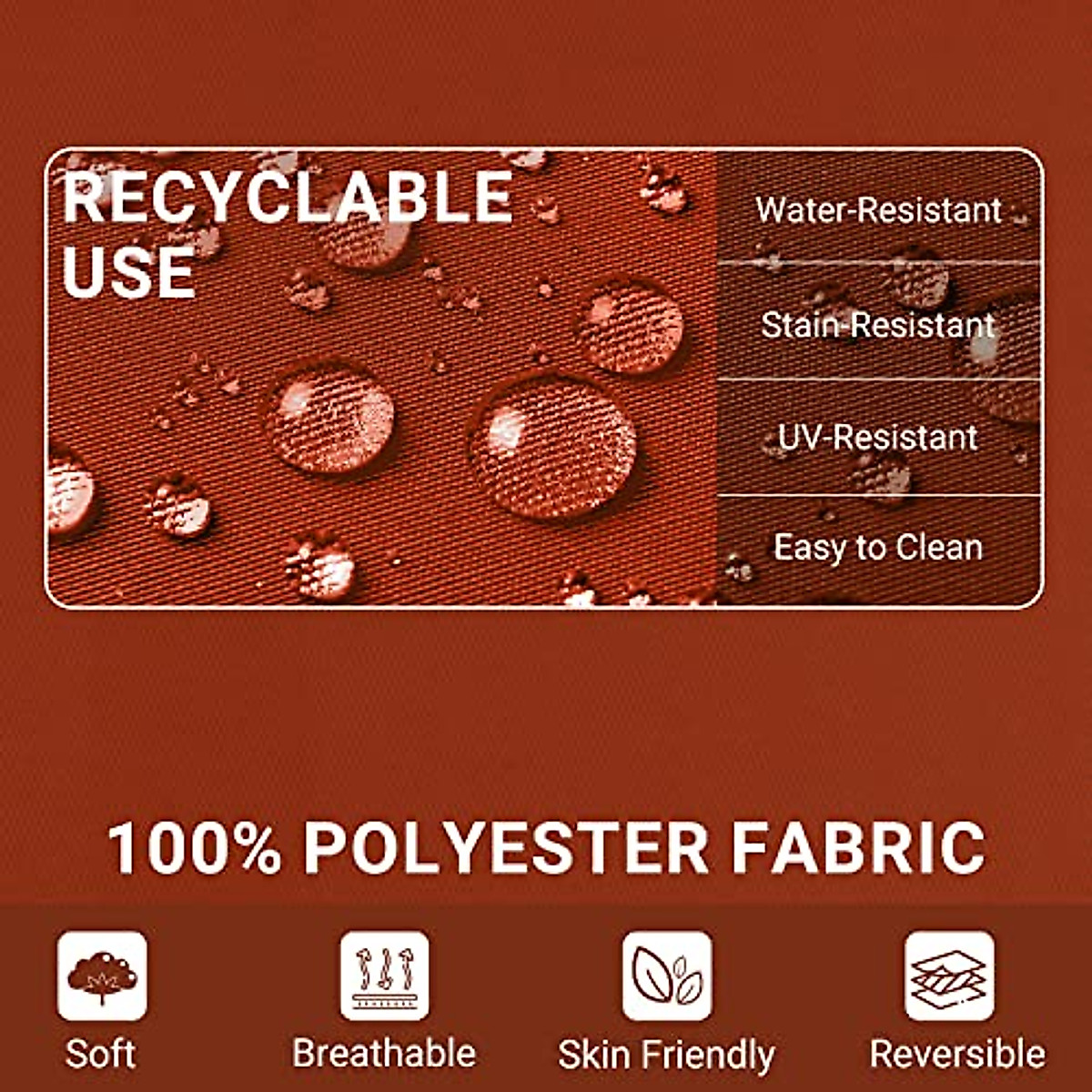 downluxe Outdoor Chair Cushions for Patio Furniture, Waterproof Square Corner Memory Foam Patio Chair Cushion with Adjustable Ties and Portable Handle, 19" x 19" x 3", Orange, 2 Pack