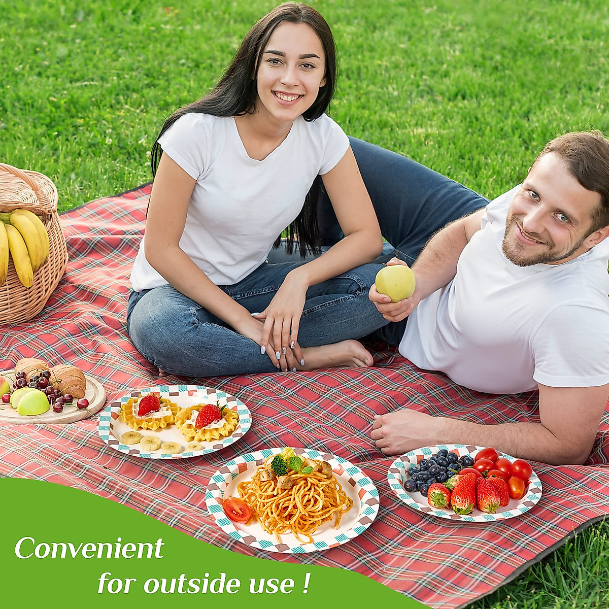 FOCUSLINE 10 inch Paper Plates, Disposable Paper Plates 10 inch Bulk 160 Count, Soak-Proof & Cut-Proof Bulk Paper Plates for Parties, Picnic and Family Gatherings.