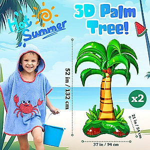 Libima 4 Pcs 52 Inch 3D Big Palm Tree Balloons Foil Balloons Birthday Wedding Party Decor Inflatable Palm Tree Balloons for Kids Adults Hawaiian Luau Party Baby Shower Ball Summer Theme Decorations