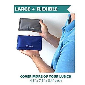 Ice Packs for Lunch Box Bag and Bento Boxes, 4 Pack Set, Reusable and Refreezable Soft Slim Pouches for Kids Boys Adults, Travel, School, Work, Camping, Long Lasting Cold, Flexible | Blue Grey…