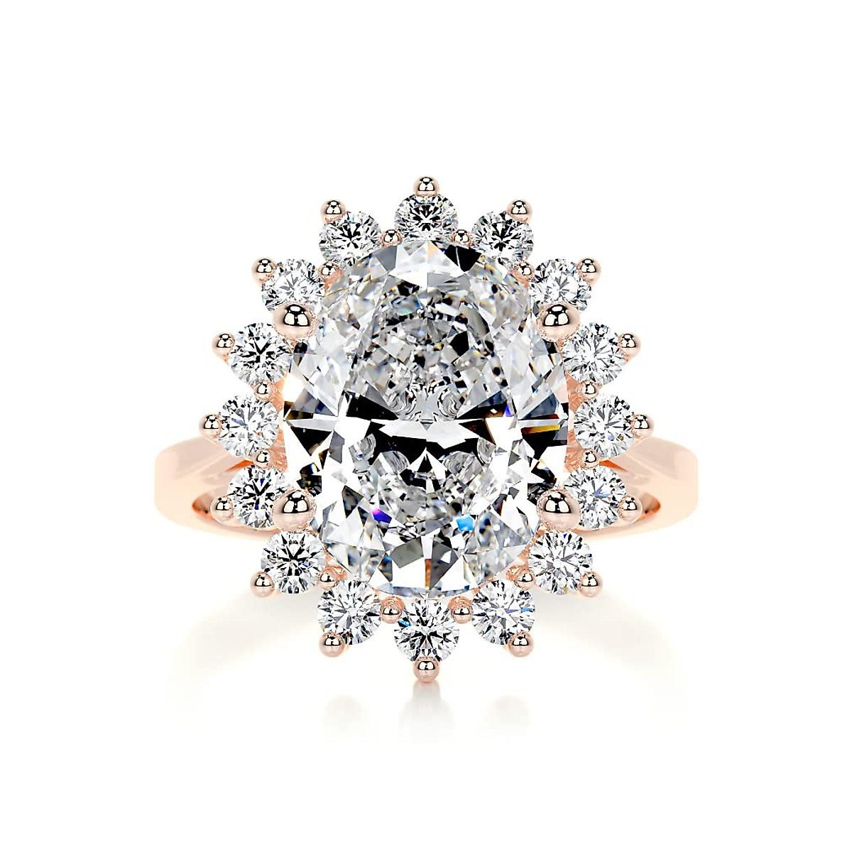 Solid Gold Handmade Wedding Rings 3 CT Oval Cut Moissanite Diamond Halo Bridal Engagement Rings for Anniversary Propose Gift (18K Solid Rose Gold)