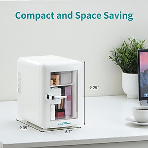 Iceblue Skincare Fridge with Viewing Window, 4L Compact Small Fridge for Bedroom, Car, Office & Dorm, 4A Cooling Core, Mini skincare fridge for Beauty Essentials & Beverages(White)