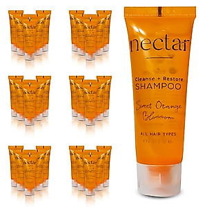 World Amenities Nectar Bulk Shampoo | 300 Count, 1 oz | Sweet Orange Blossom, Mini Travel Size Toiletries (100% Recyclable Tube with Flip Top Cap), Airbnb Rentals, Suitable for All Hair Types