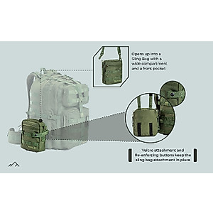Tripole 45 Ltrs Backpack With Sling Bag Attachment (Alfa_Army Green)