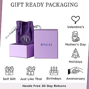 Jewelili 10K White Gold Solitaire Pendant Necklace Set with Round Cut Cubic Zirconia, 18" Rope Chain