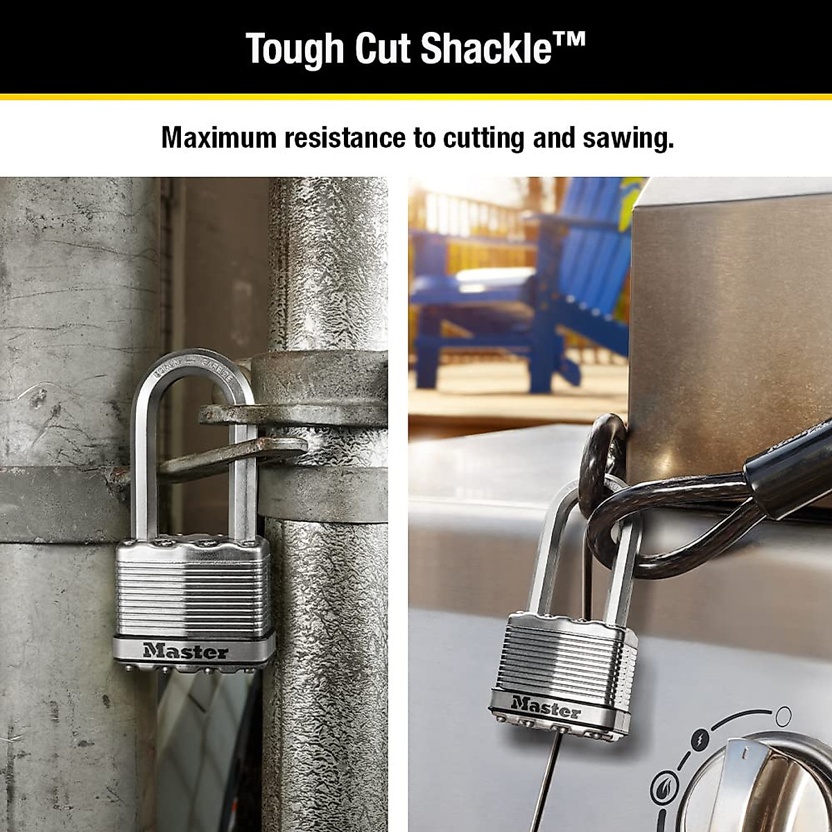 Master Lock M5XTLH Magnum Heavy Duty Outdoor Padlock with Key, 2 Pack Keyed-Alike