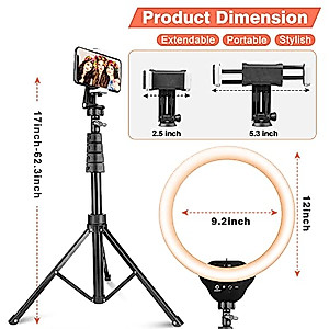 Aureday 12” LED Ring Light with Stand and Phone Holder, Video Light 3000K-6000K Dimmable Selfie Ringlight for YouTube Video/Live Stream/Makeup