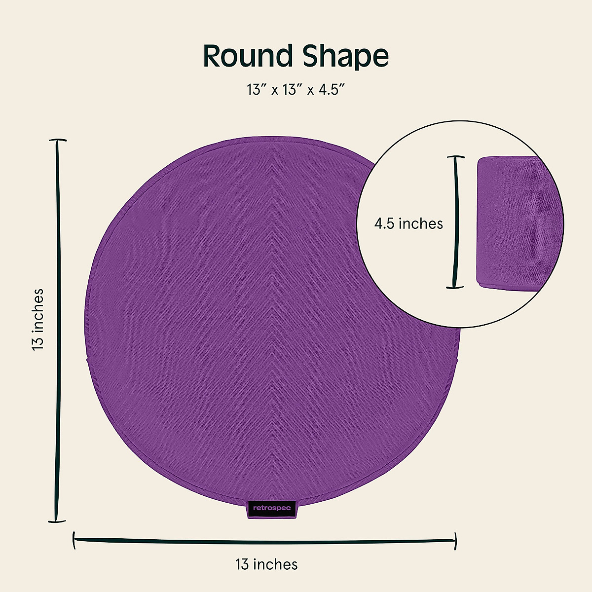 Retrospec Sedona Zafu Meditation Cushion Filled w/Buckwheat Hulls - Yoga Pillow for Meditation Practices - Machine Washable 100% Cotton Cover & Durable Carry Handle; Round, Mulberry