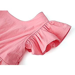 LYXIOF Toddler Baby Girl Tutu Tulle Dress Cotton Linen Ruffle Back Bowknot Princess Party Dresses Pink 90CM