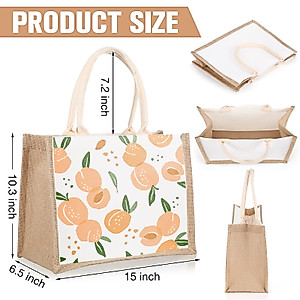 12 Pieces Burlap Tote Bags Set White and Jute Tote Bag with Handles Blank Large Burlap Reusable Grocery Bags Water Resistant for Bridesmaid Gift Shopping DIY Bags, 14.57 x 10.24 x 6.69 Inches