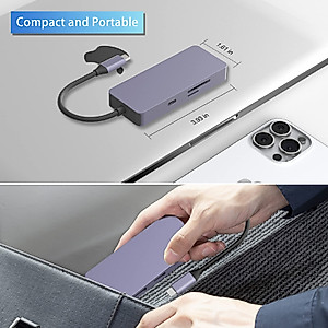 USB C Hub HOPDAY USB C to HDMI Dual Monitor USB C Adapter with 4K HDMI, 100W PD Charging, USB 3.0/2.0, SD/TF Card Reader Lenovo Laptop,Surface Pro