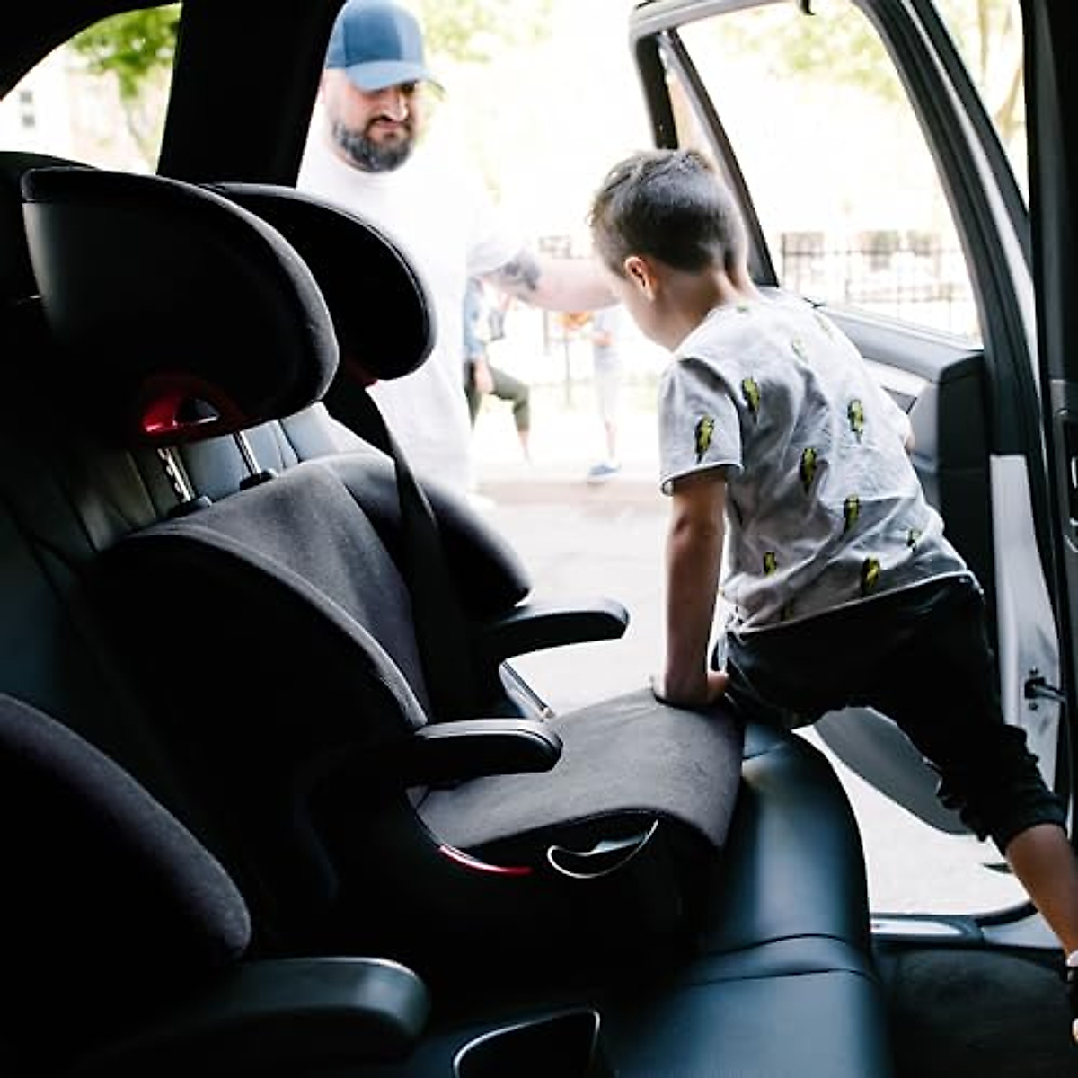 Clek Oobr High Back Booster Seat with Adjustable Headrest, Reclining Design, Latch System, and Retardant-Free Fabric, Ten Year Blue