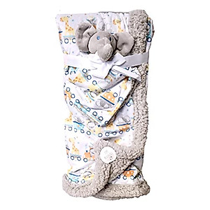 SONA G DESIGNS Lovey with Plush Security Blanket for Newborn Infant Baby (Gray Elephant Set)
