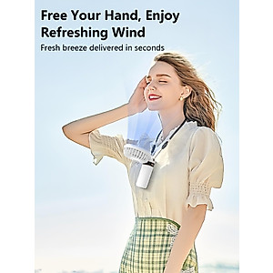 Sida-Earcy Portable Handheld Fan, Powerful Personal Fan with Base 5 Adjustable Speed USB Rechargeable Battery Operated Cooling for Women Girl Travel Office (White)