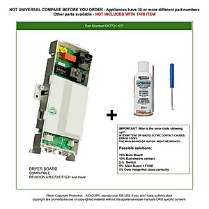 GLOB PRO SOLUTIONS CK7724 Dryer Control Board W10111609 W10111614 W10111616R Replacement for and compatible with Kenmore Whirlpool Heavy DUTY
