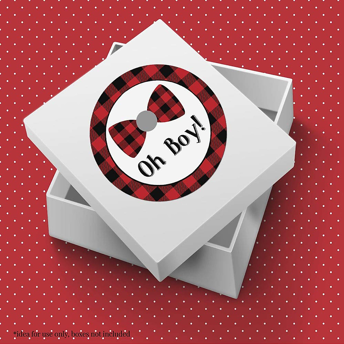 Little Man Bow Tie Buffalo Plaid Suspenders Baby Sprinkle Baby Shower Thank You Sticker Labels for Boys, 40 2" Party Circle Stickers by AmandaCreation, Great for Party Favors, Envelope Seals & Goodie