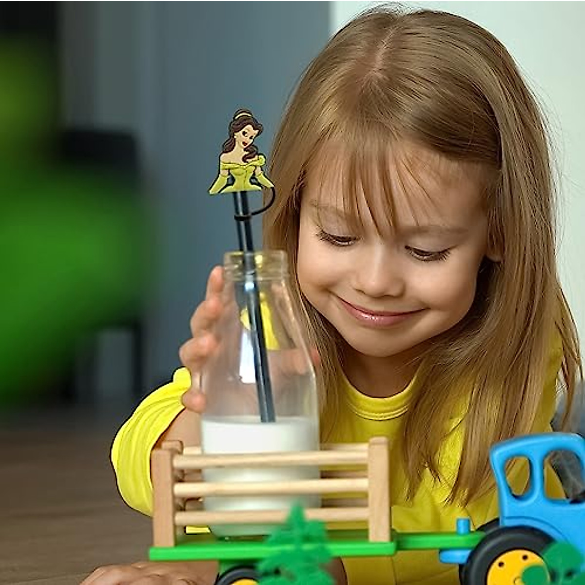 10 Pcs Princess Reusable Silcone Straw Cover - Silicone Straw Cap for Kids' Bottles and Reusable Straws - BPA Free - Compatible with Stanley & Tumblers