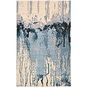 Unique Loom Estrella Collection Modern, Abstract, Watercolor, Contemporary Area Rug, 3 ft 3 in x 5 ft 3 in, Light Blue/Beige